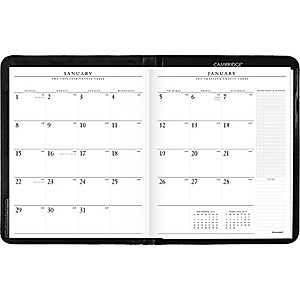 AT-A-GLANCE Executive 2023 RY Monthly Padfolio, Black, Large, 9" x 11"