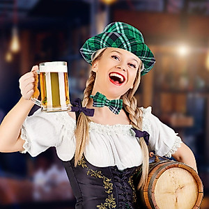 SATINIOR St. Patrick's Day Hat Green Plaid Y Shape Suspender Bow Tie Set for Mardi Gras Men Women Party Cosplay Supplies (Plaid Style)