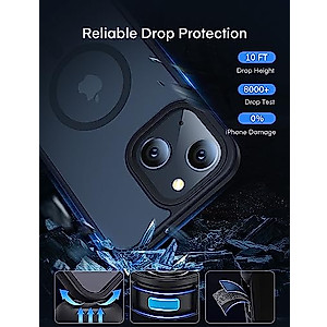 Mgnaooi Magnetic Case for iPhone 13 Mini Case [MIL-Grade Drop Tested & Compatible with MagSafe] Translucent Matte Back with Aluminum Alloy Keys, Shockproof Phone 13 Mini Case 5.4 Inch, Black