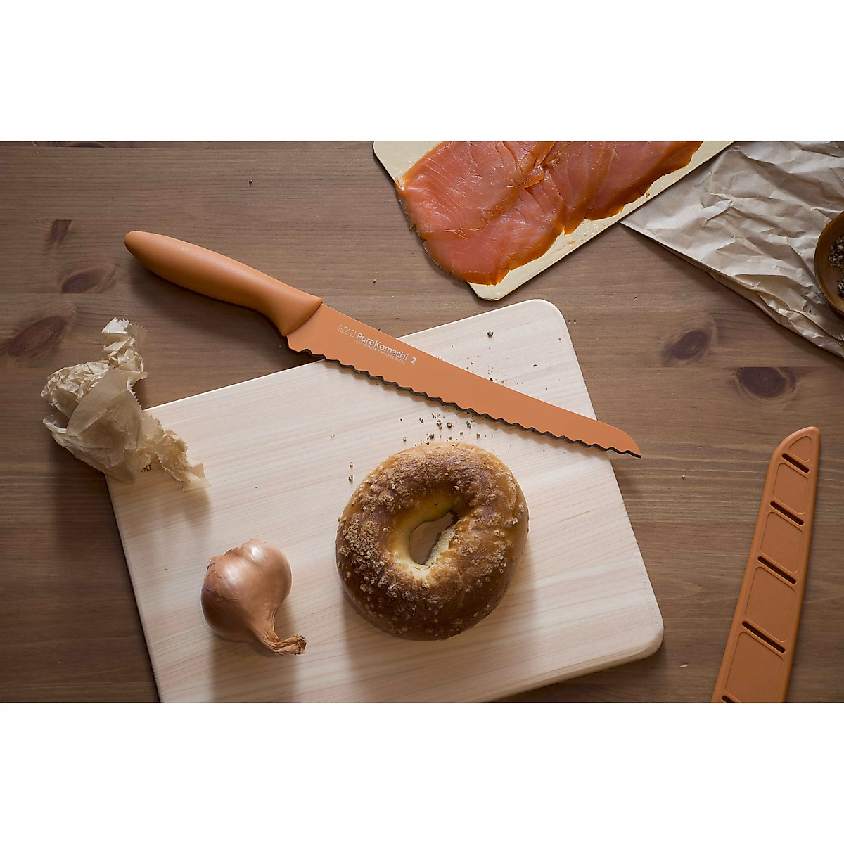Kai PRO Pure Komachi 2 Bread Knife 8”, Wide Serrations are Gentle on Bread, Comfortable Handle Offers Secure Grip in Wet Conditions; Serrated Kitchen Knife