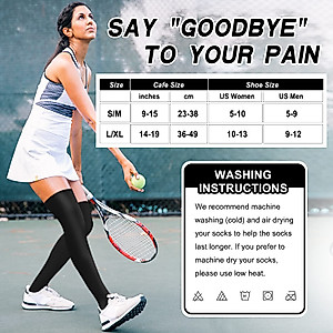 SunFeeling 3 Pairs Thigh High Compression Socks for Women Men Circulation Over the Knee Stockings - Best Support for Running,Nursing,Black,L/XL