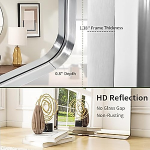 VooBang Full Length Mirror Deep Framed 21x64 Inch Floor Stand, Leaning or Dressing Modern Sleek and Chic Design Ideal for Bedroom, Closet, or Entryway Silver