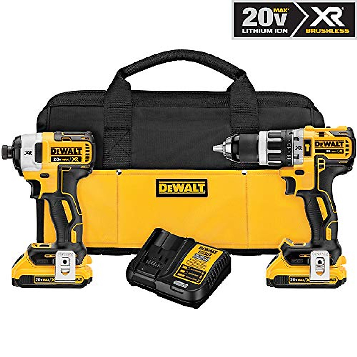 DEWALT 20V MAX XR Brushless Combo Kit with Cordless Orbital Sander (DCK287D2 & DCW210B)