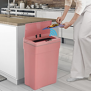 13 Gallon Trash Can, Automatic Kitchen Trash Can with Motion-sensing Lid, Touchless High-capacity Garbage Can Rectangular Trash Can with Lid, Plastic Garbage Cans for Kitchen Bathroom Bedroom Office