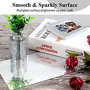 Mirror Tiles Self Adhesive, 5100 Pieces Mosaic Tiles Sheet, Disco Ball Tiles Stickers, Square Mosaic Mirror Pieces, Small Glass Mirror Strips for Crafts(Silver, 5×5mm)