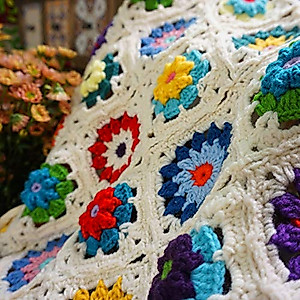 Handmade crochet Throw Blanket Sweater Style Year Round Gift Indoor Outdoor Travel Accent Throw for Sofa Comforter Couch Bed Recliner Living Room Bedroom Decor 47" x31" (white)