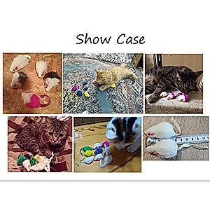 Kissmi 20 Pack Furry Cat Toys Mice Rattle Mice Cat Catcher Assorted Color