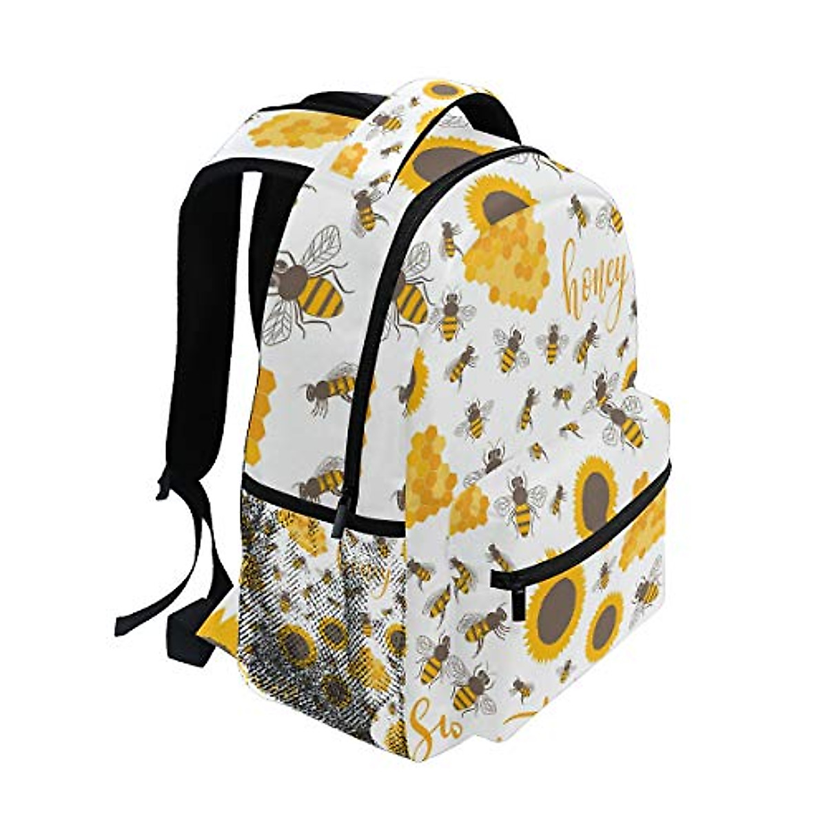 Sunflowers Bees Honey Sweet Backpacks Travel Laptop Daypack School Bags for Teens Men Women