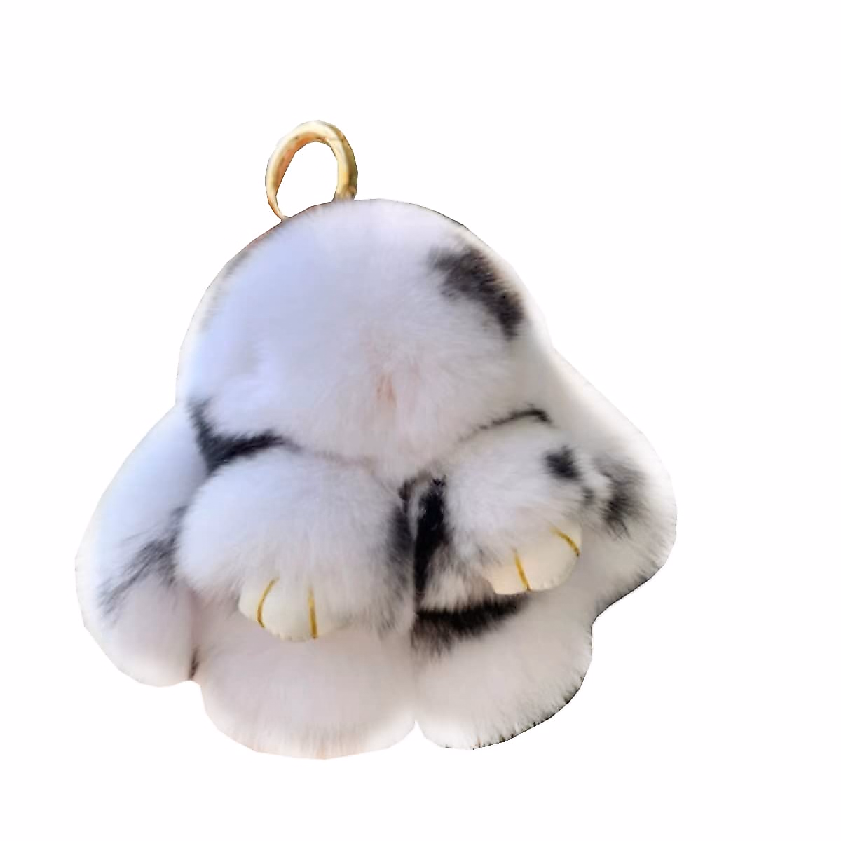 Soft Fluffy Rabbit Keychain Cute Plush Bunny Key Rings Plush Bunny Key Rings Faux Fur Keyring Pompom Keychain Decoration (white)