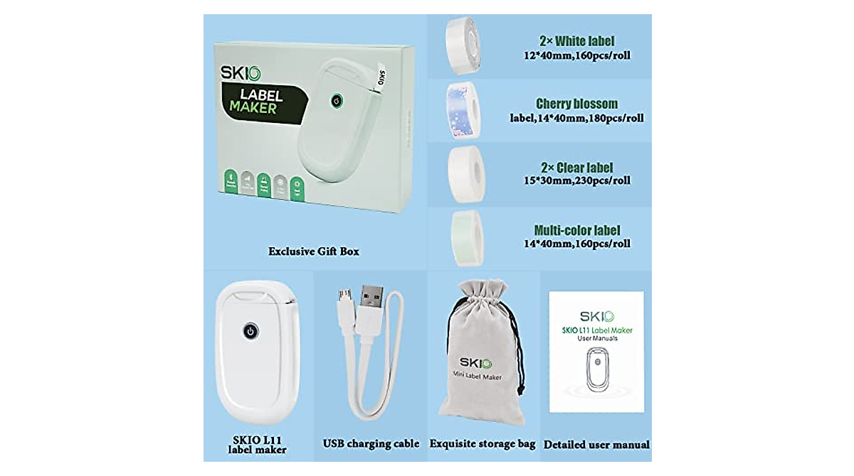 SKIO L11 Portable Bluetooth Label Maker Machine with Tape