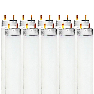 LUXRITE F32T8/841 32W 48 Inch T8 Fluorescent Tube Light Bulb, 4100K Cool White, 2800 Lumens, G13 Medium Bi-Pin Base, LR20732, 10-Pack