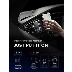 LISEN 2 Pack Magnetic Phone Holder for Car Mount 6 Military Magnets Car Phone Holder Mount Hands Free Vent Cell Phone Holder Mount for Car 6 Metal Plates Fit All iPhone 14/13/12/11, Pro Max, Android