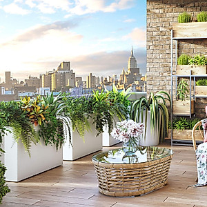 Austin Avenue Accents Black Lightweight Fiberglass Tall Rectangular Planter Box - 24 inches - Outdoor Planter - 24L x 10W x 24H