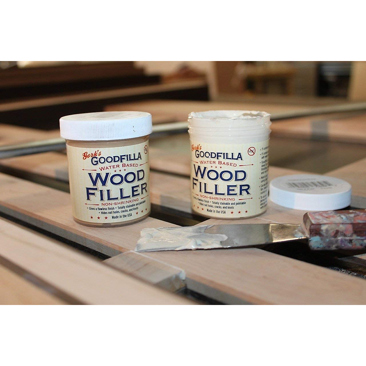 Water-Based Wood & Grain Filler - Walnut - 8 oz by Goodfilla | Replace Every Filler & Putty | Repairs, Finishes & Patches | Paintable, Stainable, Sandable & Quick Drying