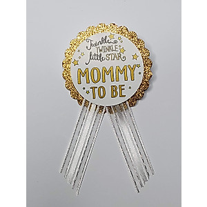Mommy to Be & Daddy to Be Pin Twinkle Little Star Baby Shower Pin for parents to wear, White & Gold, It's a Girl, It's a Boy Baby Sprinkle