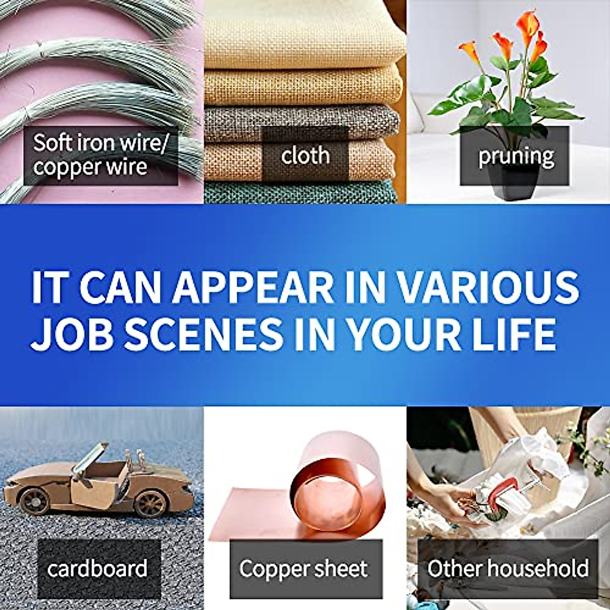 stedi 8-inch Multipurpose Heavy Duty Scissors, Extended & Reinforced Ultra Sharp Blades with Finely Serrated, High Carbon Stainless Steel Shears for Household Pruning, Office, Gardening, Black