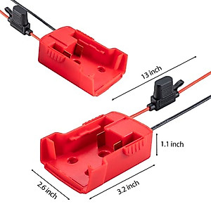 Anztek 2 Pack Power Wheels Adaptor for Milwaukee M18 18v Dock Power Connector 12 Gauge Robotics