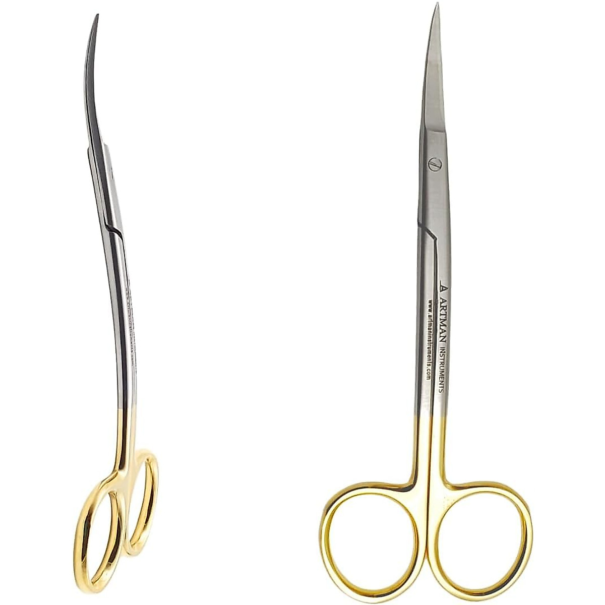 Double curved tungsten carbide inserts Gold Plated handle Scissors 4.5 inch LaGrange | Dental ENT EYE DERMA Embroidery Scissors Applique Scissors for Machine Embroidery & Fabric Stitches (5.5 Inches)
