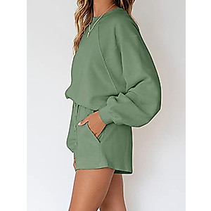 MEROKEETY Women's 2023 Fall Oversized Batwing Sleeve Lounge Sets Casual Top and Shorts 2 Piece Outfits Sweatsuit