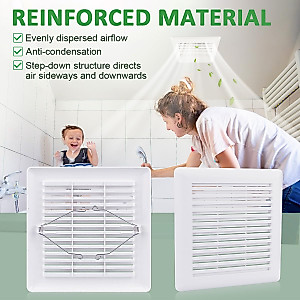 WKZO S97017068 Bathroom Ceiling Fan Grille with Springs Replacement Parts for Bath Fan Fits Models 690 693 VC305C3N VC307C2N 695 and 696N Ventilation Fan - Plastic Grille Cover