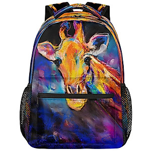 Cute Giraffe Backpack for Girls Boys Kids School Student Bookbag Galaxy Nebula Laptop Backpack 14 Inch Travel Daypack Computer Bag for Women Teenager College Work