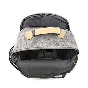 Eddie Bauer Places & Spaces Bridgeport Diaper Bag Backpack, Cooler Bottle Pockets and Changing Pad Included, Light Grey and Tan