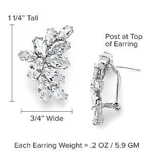 Mariell Cubic Zirconia Crystal Bridal Earrings, Marquis Shape CZ Curved Clusters, Earrings for Wedding, Bridesmaids, Homecoming, Mother of the Bride