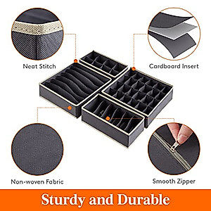 Lifewit 4 PCS Drawer Underwear Organizers, Bundle with 6 PCS Drawer Underwear Organizers, Grey