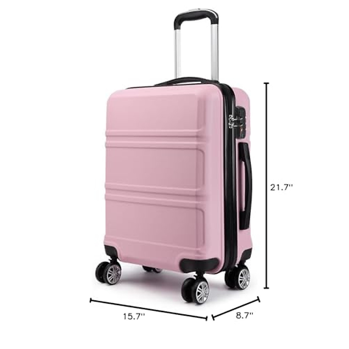 Kono 20'' Carry on Luggage Lightweight with Spinner Wheel TSA Lock Hardside Luggage Airline Approved Carry on Suitcase Pink