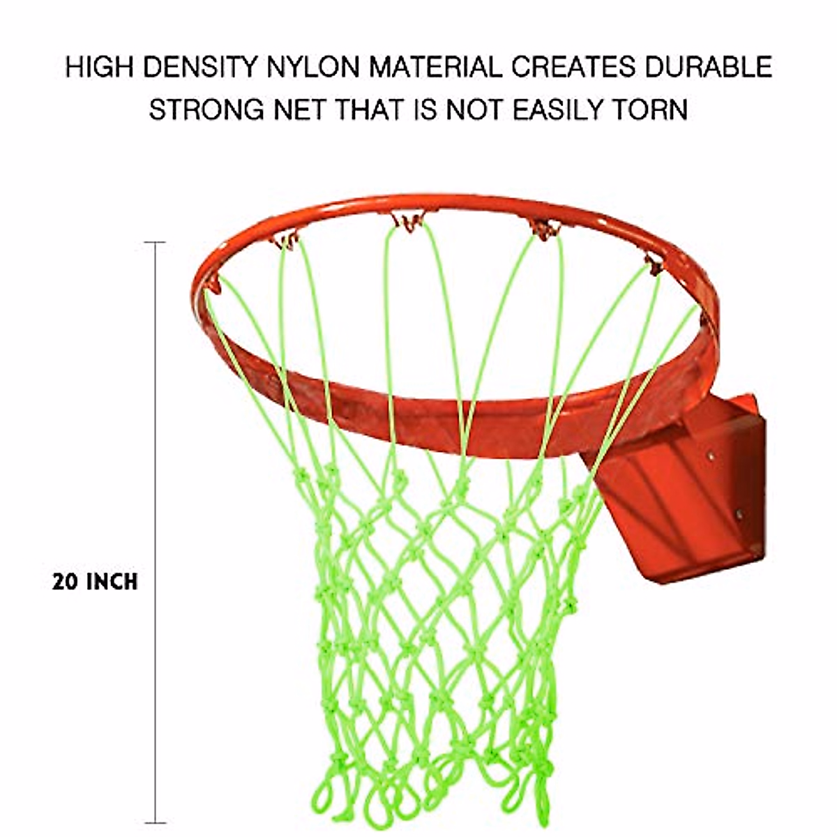 Glow in The Dark Basketball Net - Heavy Duty Outdoor Replacement Net for Basketball Hoops, Nylon Light-Up Hoop Net for Indoor and Outdoor Play, Durable Basketball Goal Net for Kids and Adults (1PCS)