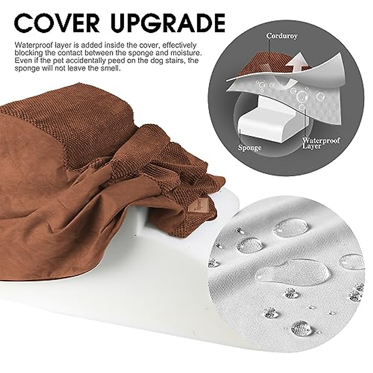 Topmart High Density Foam Dog Steps 4 Tiers,Extra Wide Deep Pet Steps,Non-Slip Pet Stairs,Dog Ramp for Bed,Soft Foam Dog Ladder,Best for Older Dogs Injured,Older Pets,Cats with Joint Pain,Color Brown