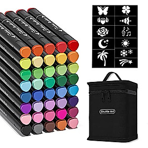 Fabric Markers Pens, Shuttle Art 40 Colors Dual Tip Fabric Markers Permanent No Bleed Markers for T-Shirts Sneakers, Non-Toxic & Child Safe Permanent Fabric Pens for Kids Adult Painting Writing