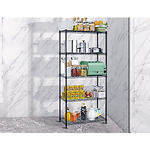 Haiput Wam Storage Shelves, 5 Tier Adjustable Metal Shelving with 1250 Lbs Capacity for Kitchen Laundry Bathroom Pantry Organization, Shelving Unit Wire Shelf Metal Shelves for Storage -14x36x72