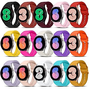 15Pack Galaxy Watch 7/6/5/4/FE Band 44mm 40mm,for Samsung Galaxy Watch 6/4 Classic Band 47mm 43mm 46mm 42mm Women Men,Silicone Sport Strap Galaxy Watch 5 pro 45mm,No Gap Bracelet Replacement Wristband