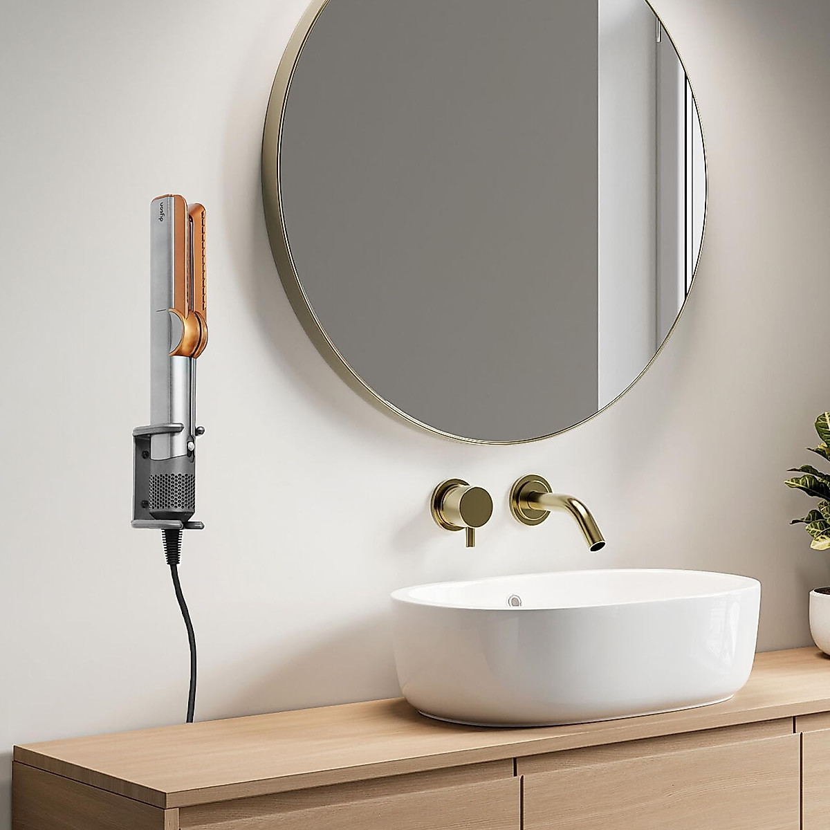 Growalleter Wall Mount Holder for Dyson Airstrait Straightener, Aluminium Metal Bracket, Metal Organizer Storage Rack for Dyson Airstrait Straightener, Space Saving for Home Bathroom