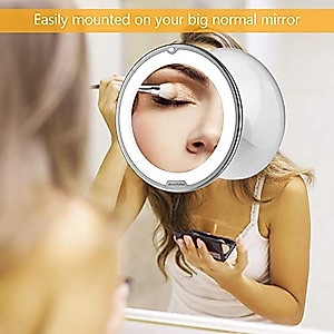 Beautural 10X Magnifying Makeup Mirror with LED Lights, Lighted Magnifying Vanity Makeup Mirror for Home Tabletop Bathroom Shower Travel, 360 Degree Rotation, Powerful Suction Cup