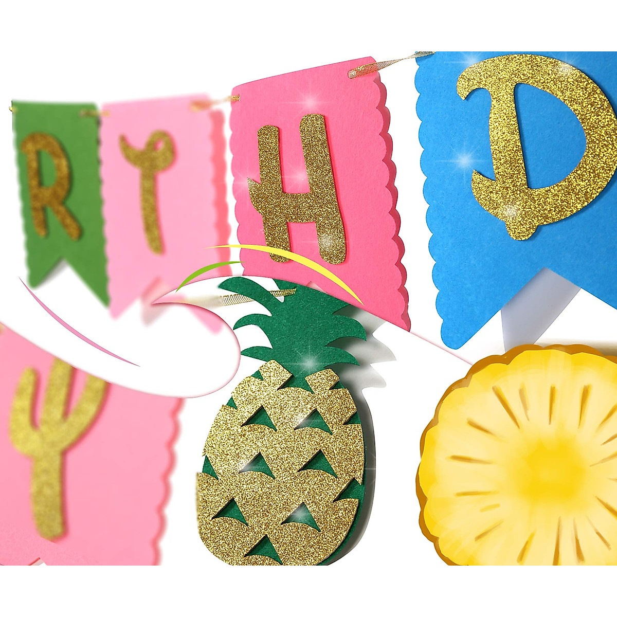 Hawaiian Party Decoration |Luau Party Supplies| Hawaiian Tropical Banner, Flamingo Garland for Pool Party Supplies,Tropical Party Decoration(set of 2),Birthday Banner for Beach Moana Party decorations