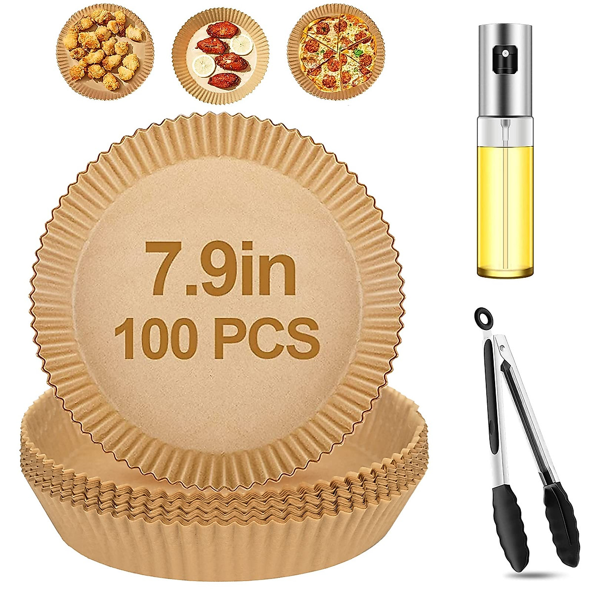 Air Fryer Paper Liners 7.9 Inch, 100 Pcs Non-Stick Parchment paper liner, Round Air Fryer Disposable Paper Liners for 5-8QT Air fryer, Oil-proof, Water-proof, Parchment Baking Paper