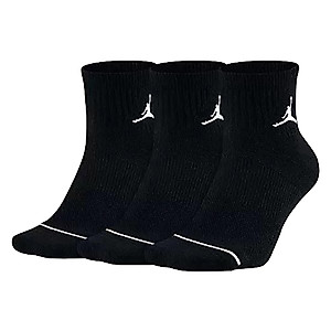Jordan JUMPMAN QTR 3PPK mens workout-and-training-socks SX5544-010_L - BLACK/BLACK/BLACK