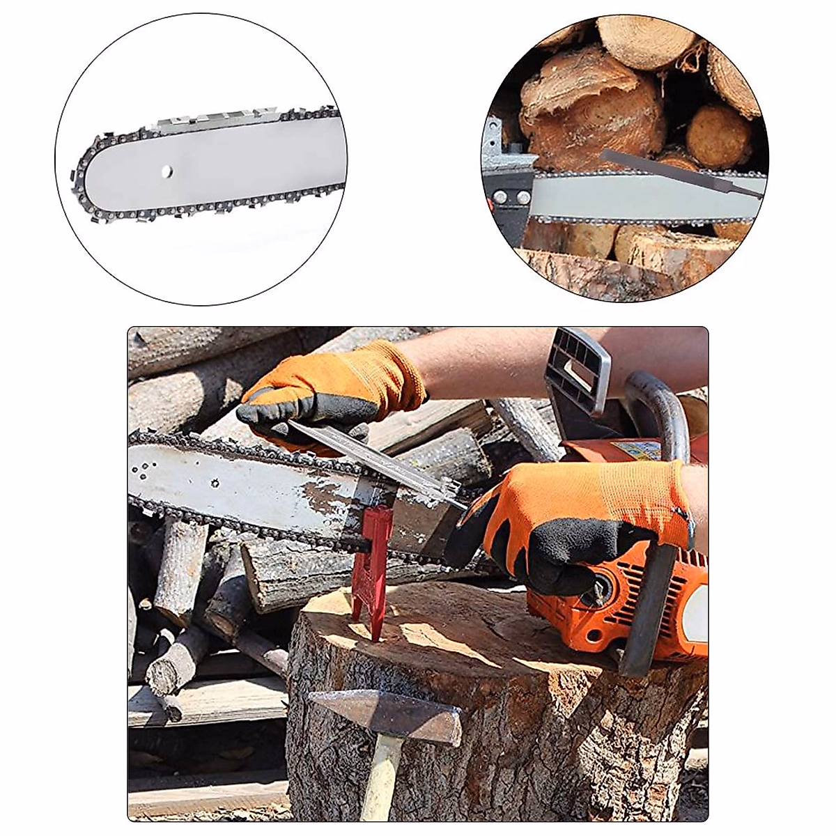 YEFA Upgraded Chainsaw File Kit, Includes 5/32, 3/16, and 7/32 Inch Round Files, Flat File, Handle, Filing Guide, and Pouch, 8 Piece Combo Set for Sharpening Chain Saw Blades (Blue&Black)