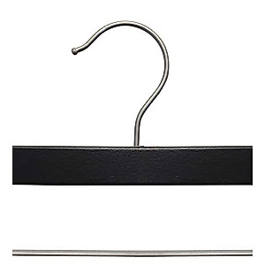 NAHANCO 21214RC 14” Wooden Pant Skirt Hanger with Chrome Hook and Clips , Black (Pack of 100)