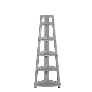 RiverRidge Kids 5-Tier Corner Ladder Floor Shelf, Gray (02-187)
