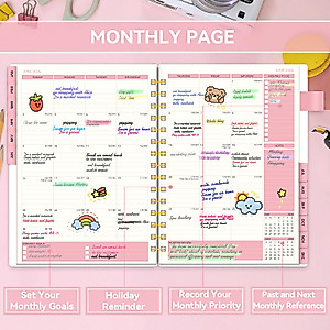 2023 Weekly & Monthly Planner, Jan. 2023 - Dec. 2023, AIMPEAK Weekly Planner 2023 with Tabs, Calendar Planner with Inner Pocket, Pen Loop, Flexible Cover，Spiral Binding, Pink(7"x10")