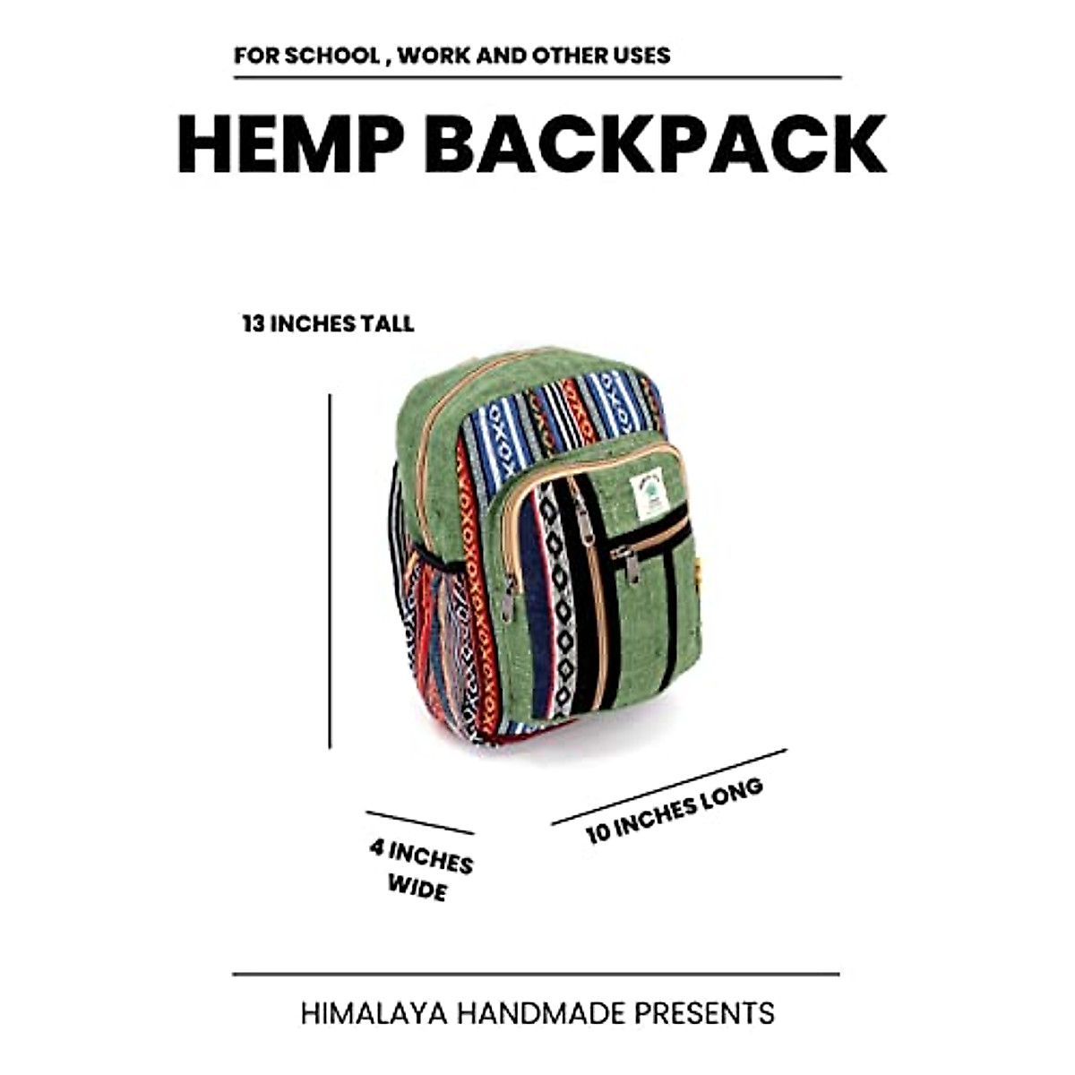 Unique Design100% Himalaya Hemp Backpack Small Backpack Hippie Backpack Festival Backpack Hiking and Tablet Backpack FAIR TRADE Handmade with Love.