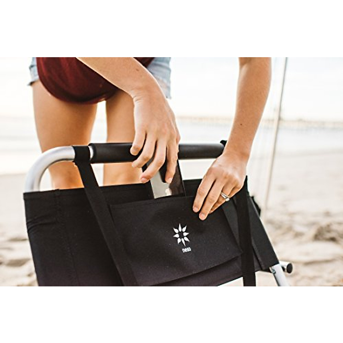 2 Pack of Neso Lightweight Water Resistant Beach Chairs with Shoulder Strap and Slip Pocket - Folds Thin(Black)