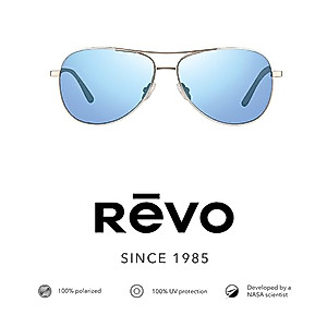 Revo Sunglasses Relay Petite: Women's Polarized Lens with Small Metal Aviator Frame, Gold Frame with Blue Water Lens