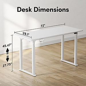 BANTI SDE-STSTZ Standing Desk, 72“×29", White