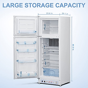 Smad Propane Refrigerator 110V/Propane Fridge Up Freezer 9.3 Cu.Ft Propane Refrigerator with Freezer Large Capacity Refrigerator Off Grid, White