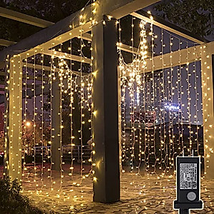 Eueasy Gazebo Lights Outdoor, 8ftx8ft Plug in Holiday Chandelier Fairy Lights 240 LED 8 Lighting Modes, Waterproof Curtain Lights for Gazebo, Party, Window, Garden (Warm White)