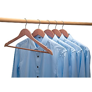 American Red Cedar Wooden Coat Suit Hangers, Wood Skirt Dress Hangers, Smooth Cut Notches- 360°Flexible Hook- Solid Non-Slip Bar 10 Pack-Natural - HL03N